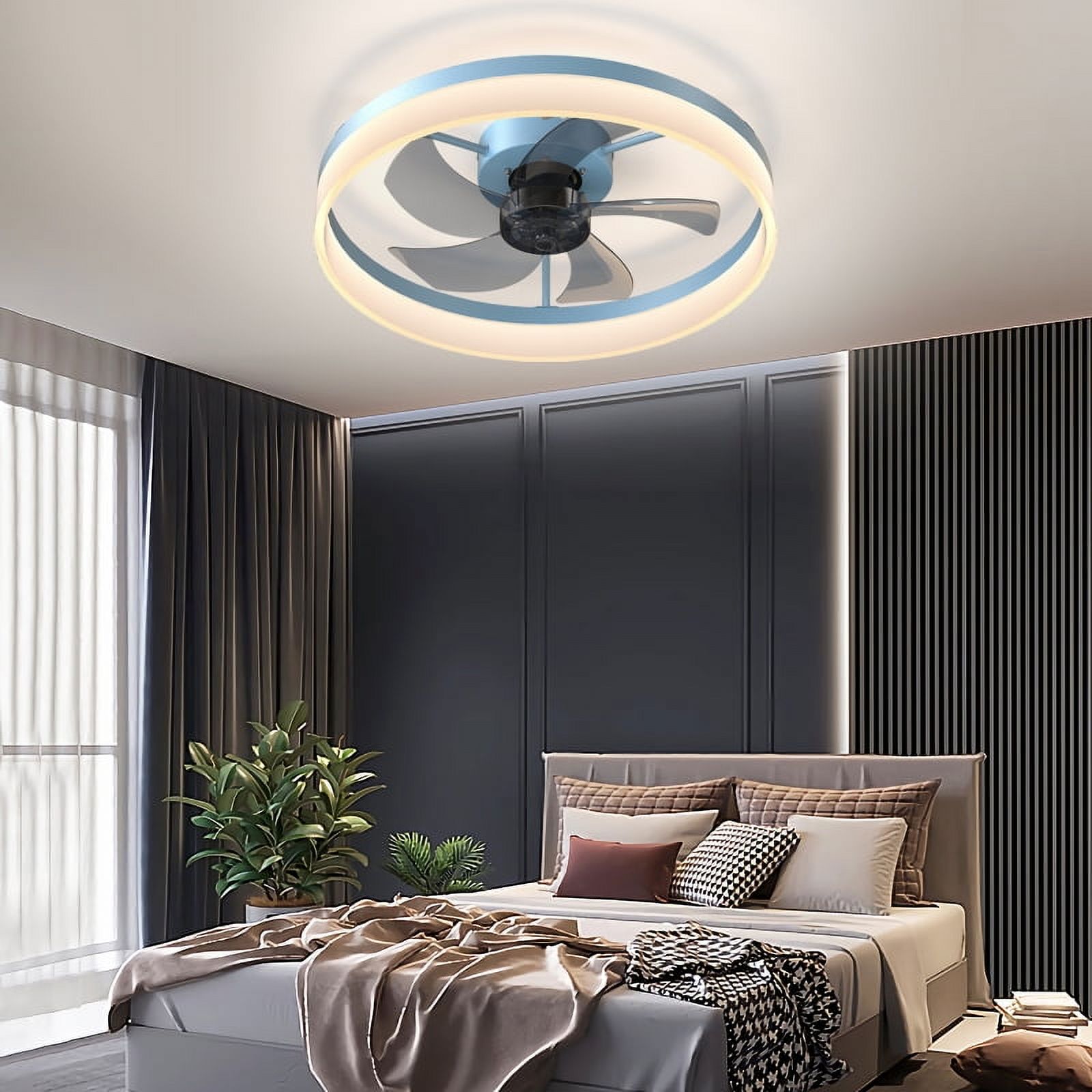 GAMLY Ceiling Fans with Lights Dimmable LED Embedded installation of ...