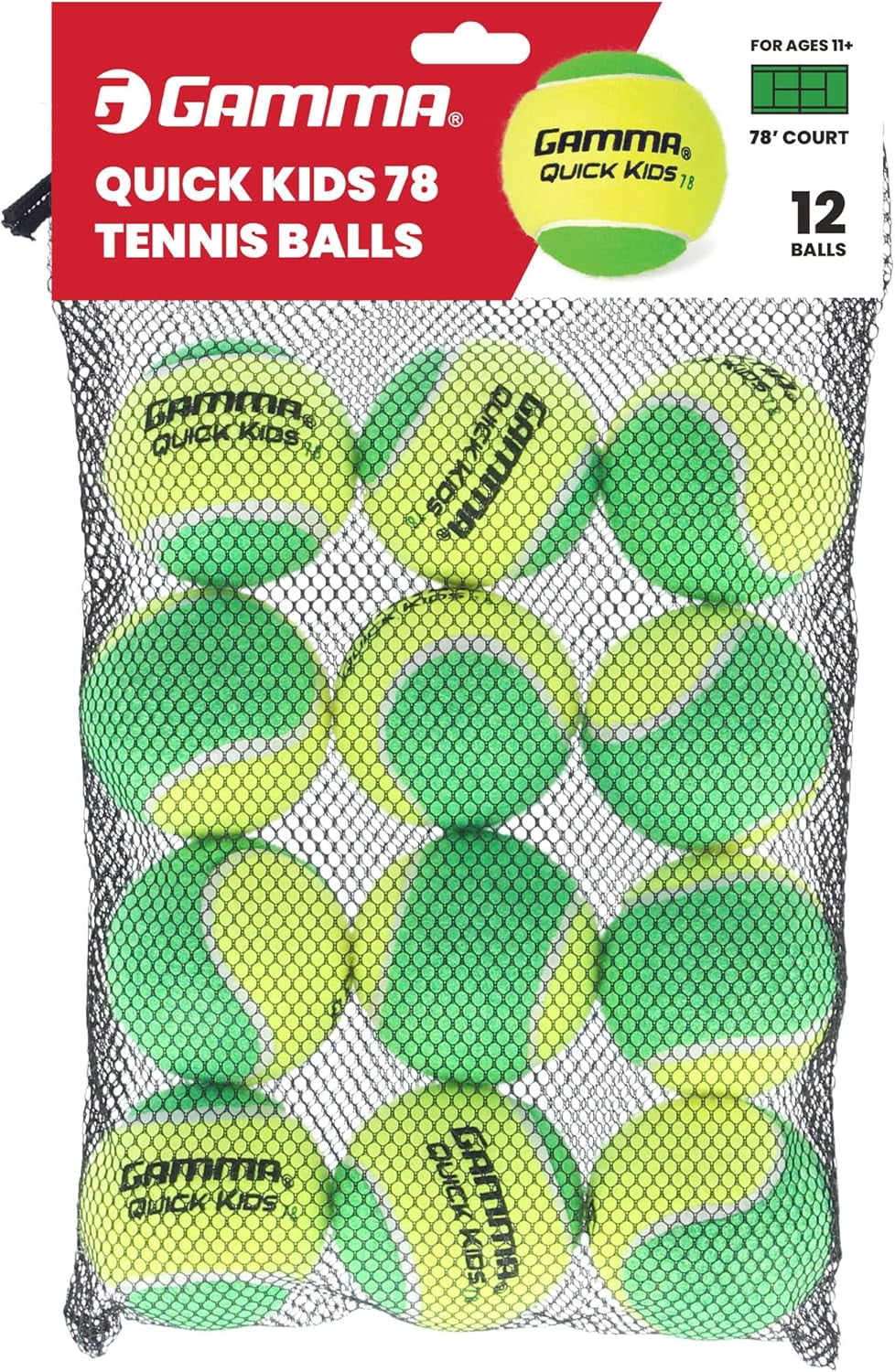 GAMMA Quick Kids 78 Training Tennis Balls for Kids & Beginners, Bag of ...