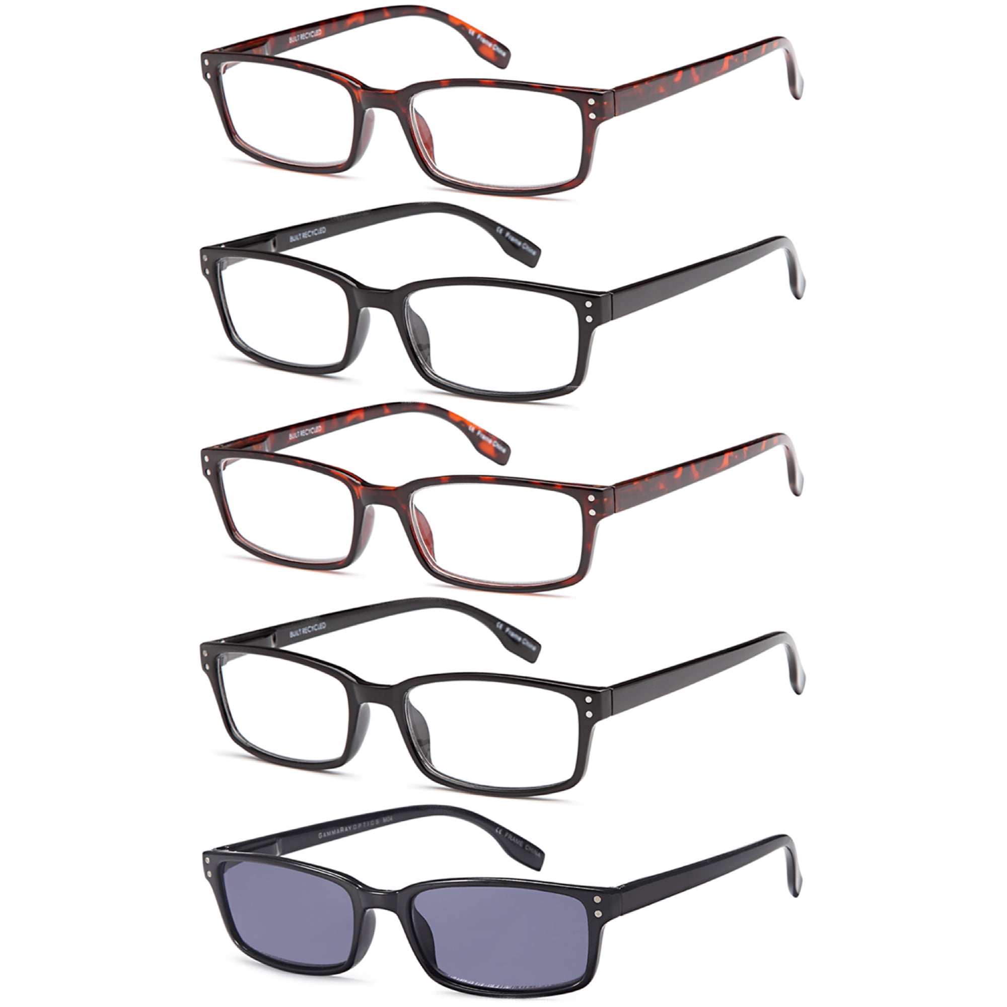 GAMMA RAY READERS 5 Pairs Unisex Readers with Sun Readers Reading ...