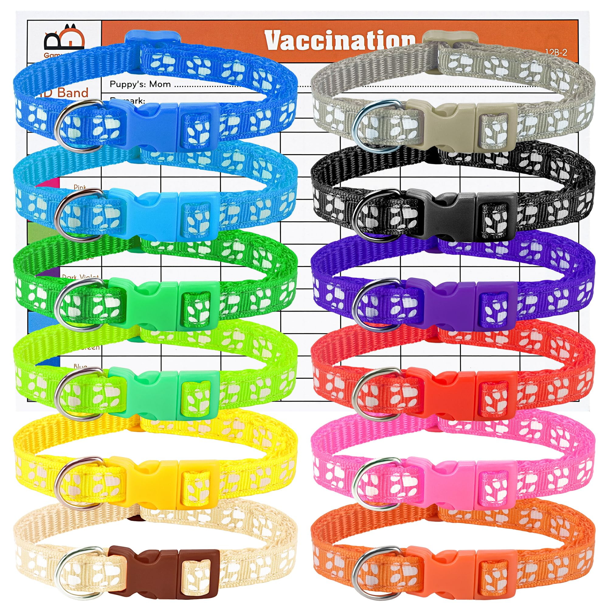 GAMUDA Puppy Collars Reflective, YYF14 Super Soft Nylon Puppy ID, Litter Collars Pups, Assorted ...