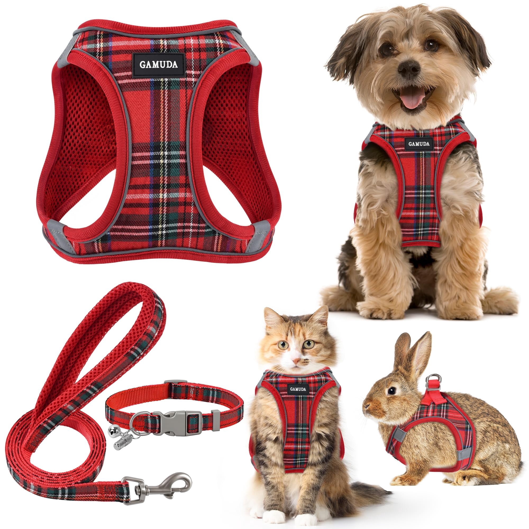 GAMUDA Small Dog Harness DMF15 Collar and Leash Set, Step in No Chock ...