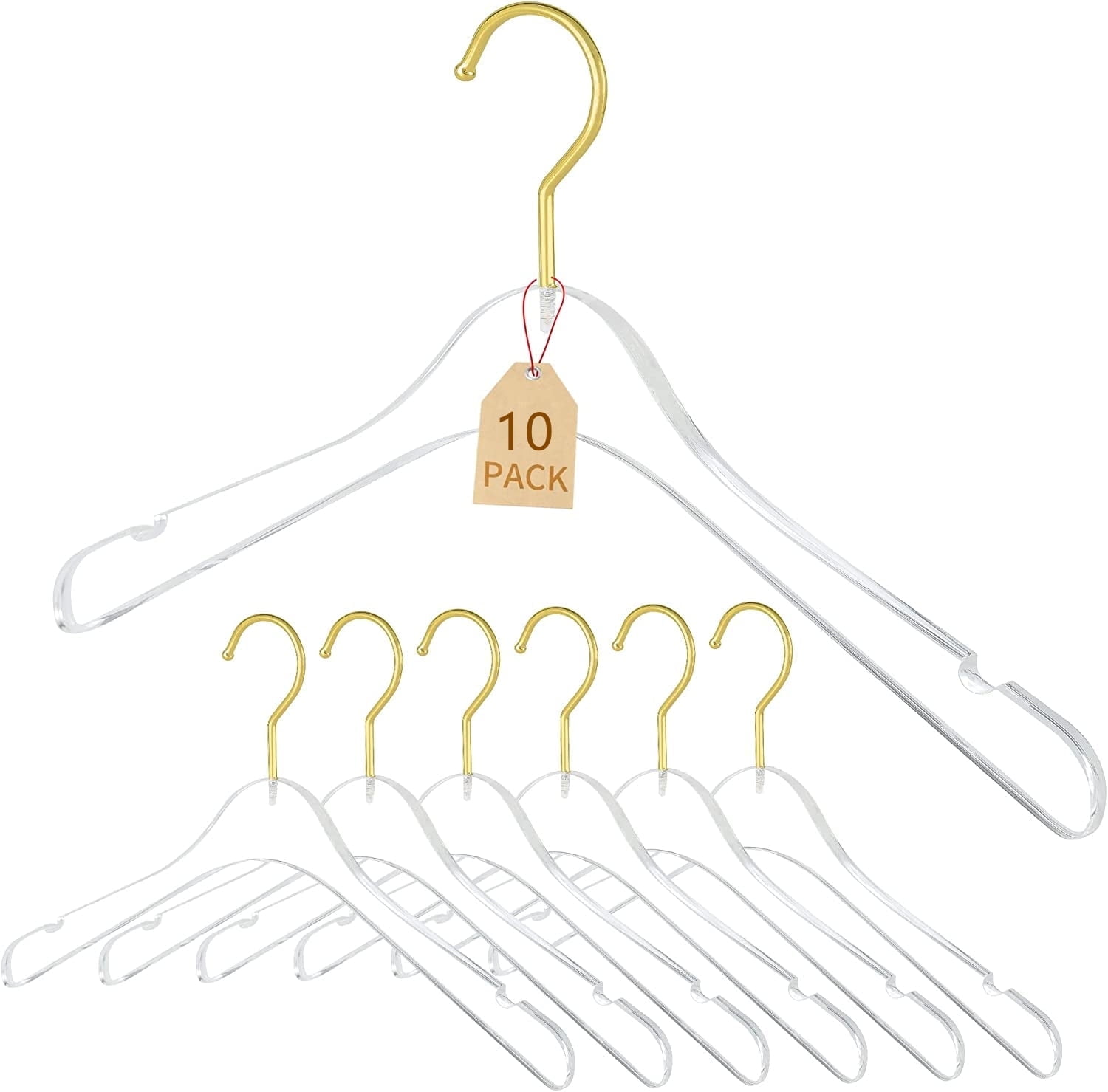 GAMVDOUT Clear Acrylic Hanger Material with Gold Hook Standard Adult ...