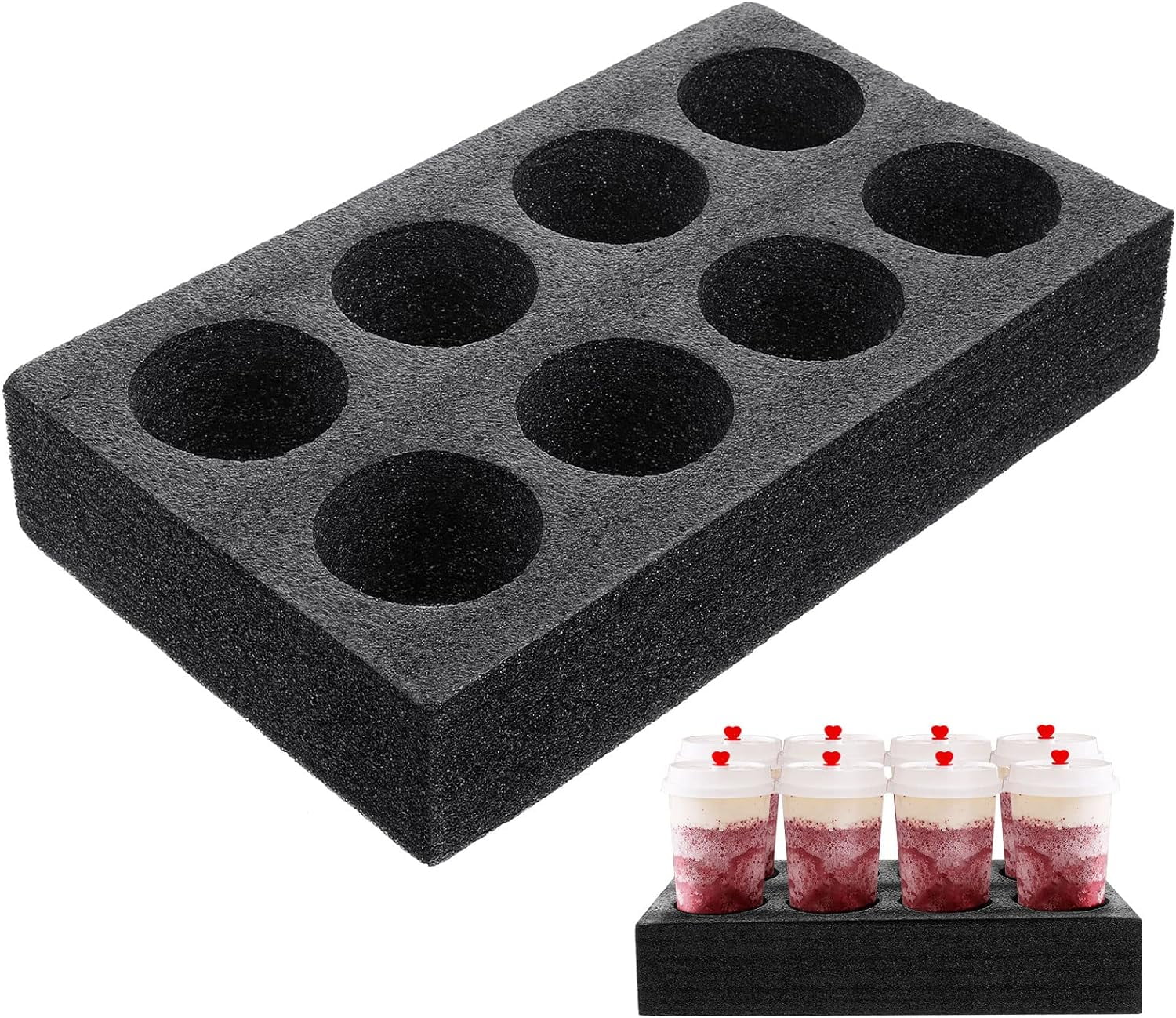 GANAZONO Multiple Holes Cup Holder Foam 8 Cup Carrier Tray Drink ...