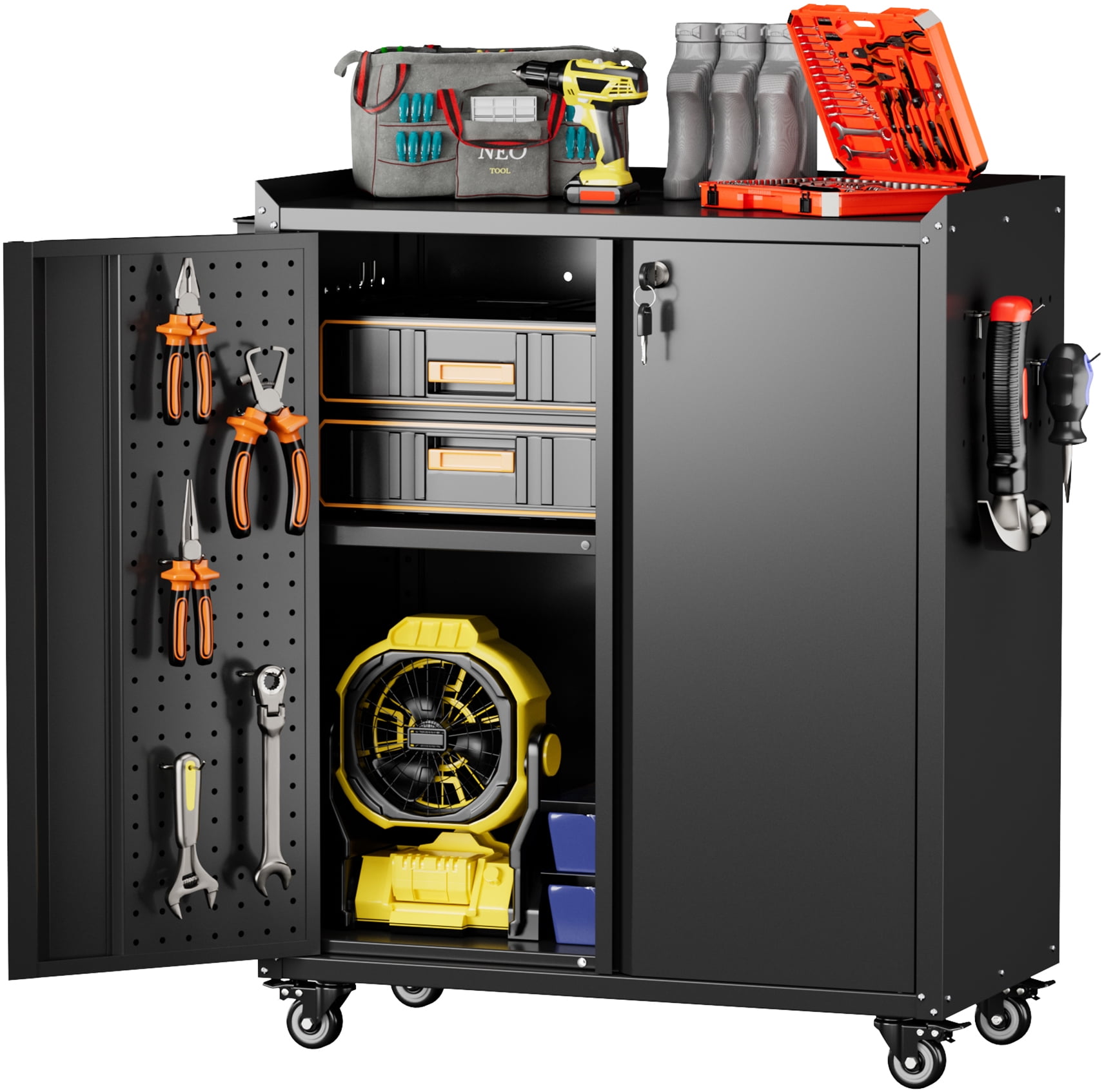 "GANGMEI Rolling Toolbox, Metal Cabinet, 35.4"" H Mobile Tool Chests ...