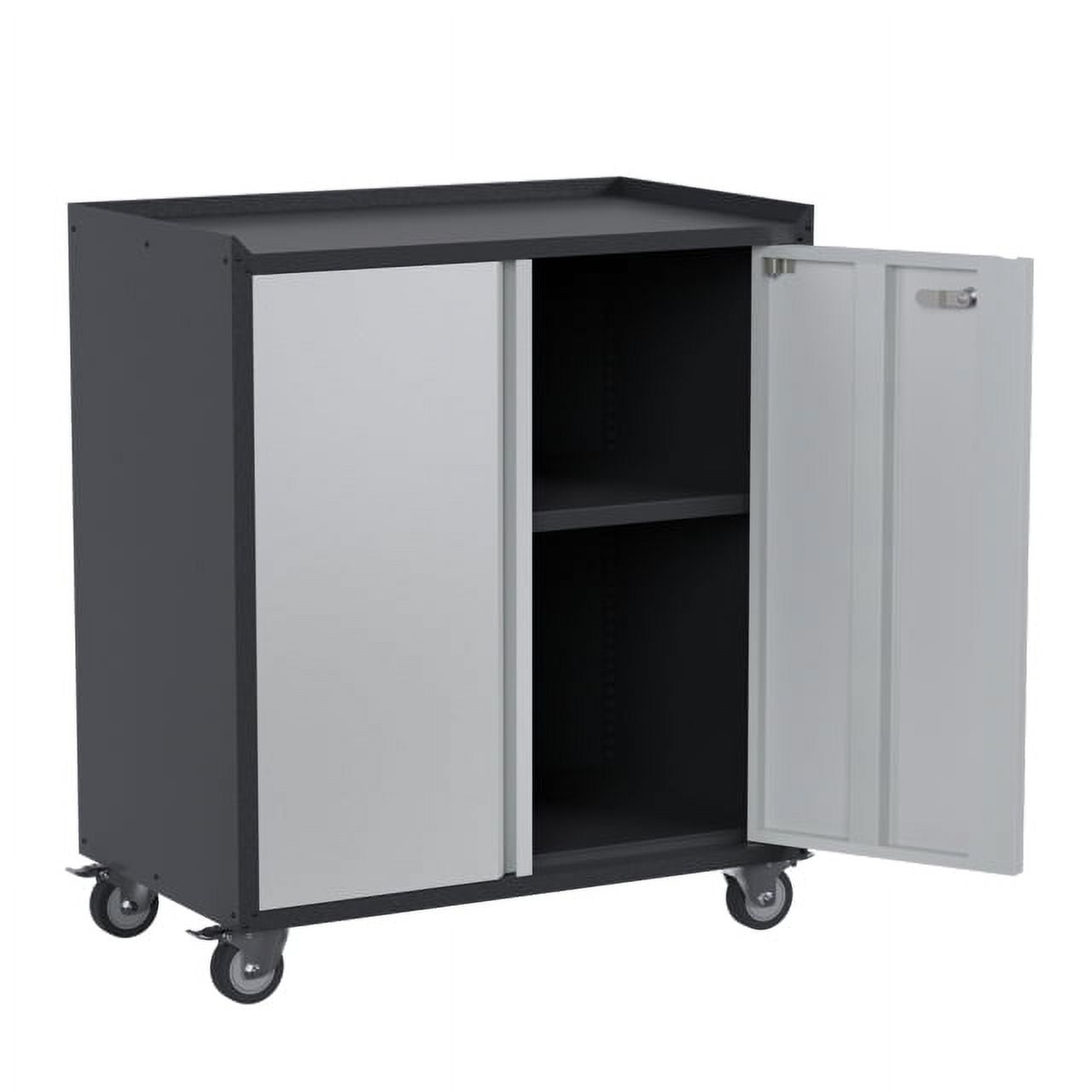 GANGMEI Metal Rolling Tool Chest，Solid Garage Storage Cabinet with Wheels, Two Door Mobile ...