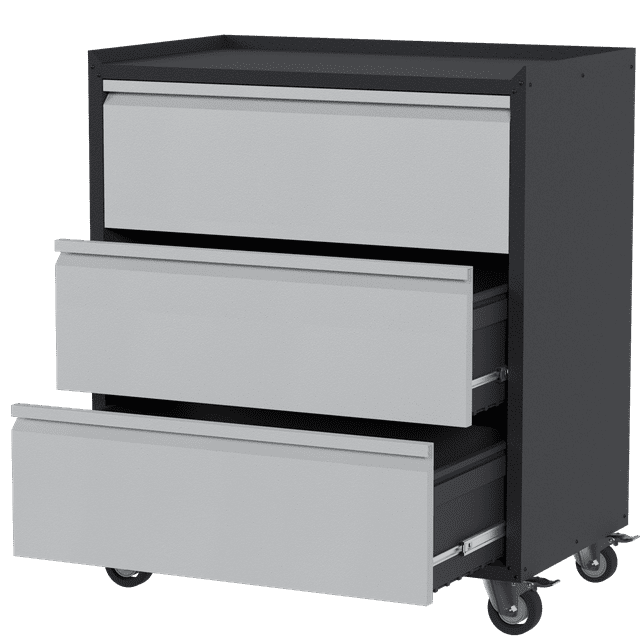 GANGMEI Heavy Duty Metal Tool Box, Large 3-Drawer Garage Storage Cabinet with Lock and Wheels ...