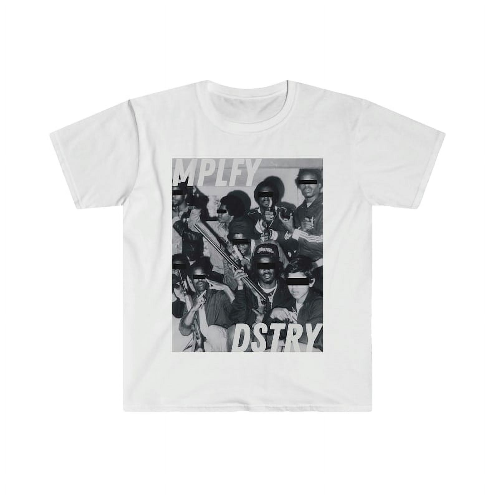 GANGSTA Classic Fit AmplifyDestroy Print T Shirt Rap East Coast West ...
