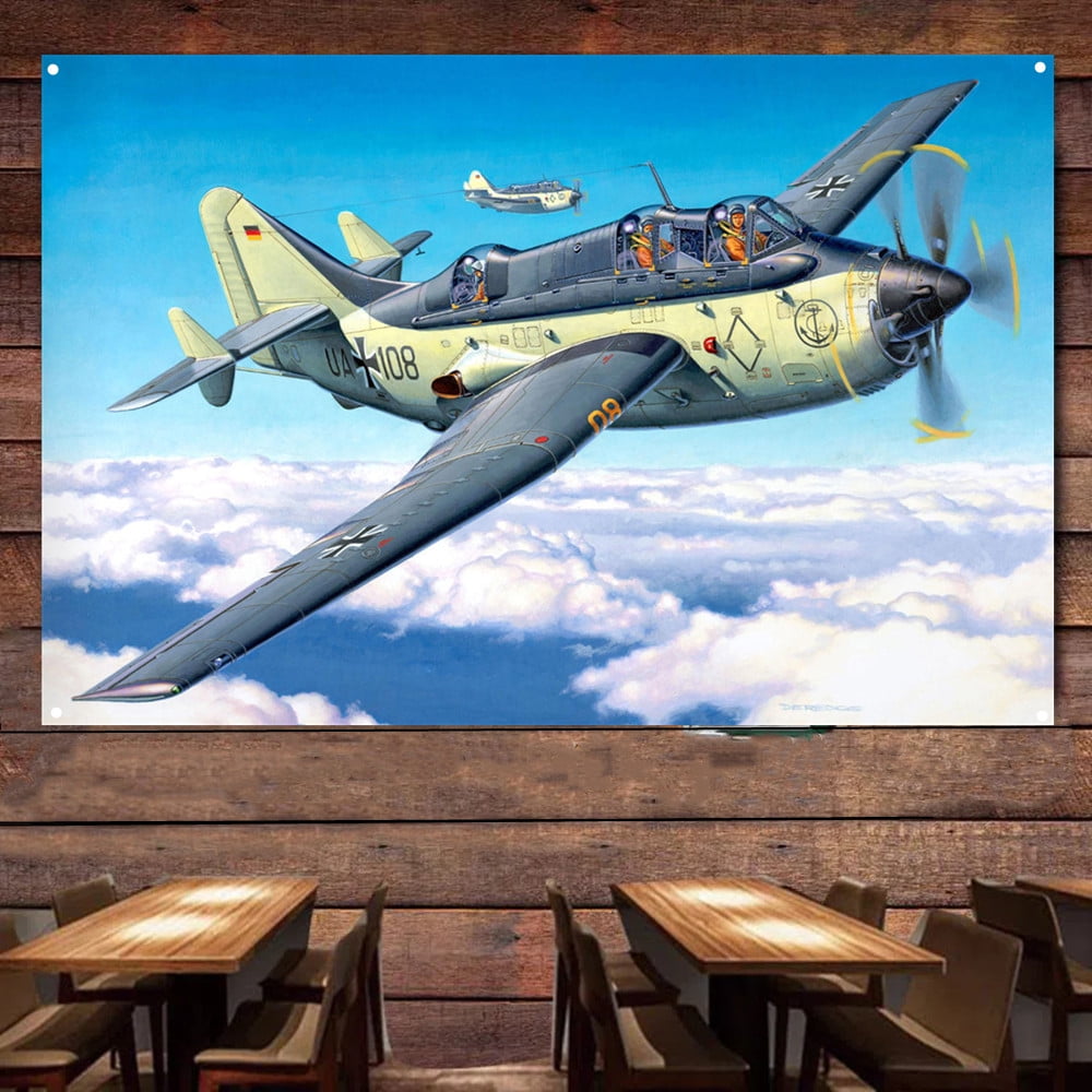 GANNET Fighter Jet Banner & Flag - 38" x 57" Aviation Military Wall Art ...