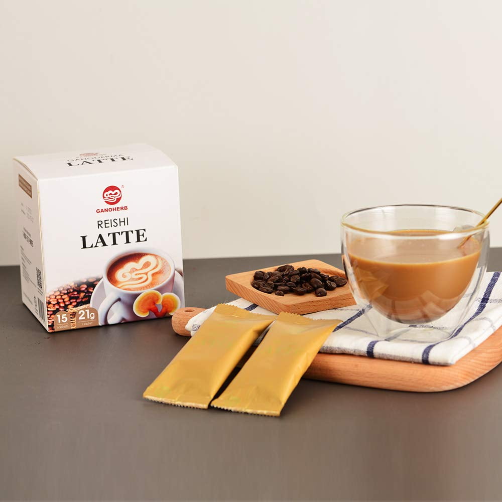 GANOHERB Reishi Mushroom Latte Coffee Powder, 4 in 1 Instant Arabica ...