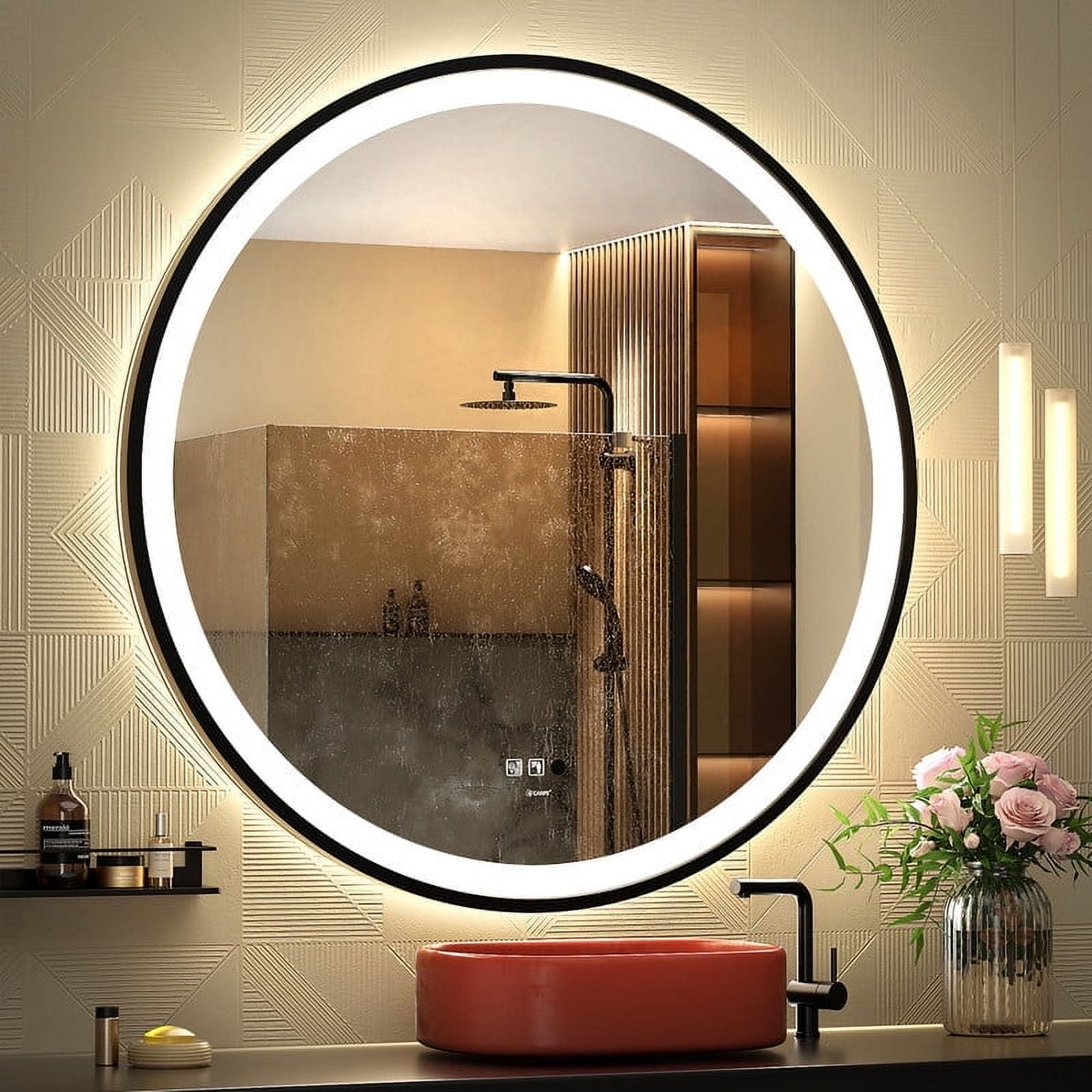 GANPE LED Sensor Mirror, 32 inch Round Human Body Induction Wall ...
