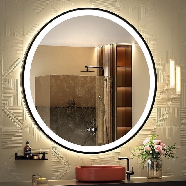 GANPE LED Sensor Mirror, 40 inch Round Human Body Induction Wall ...