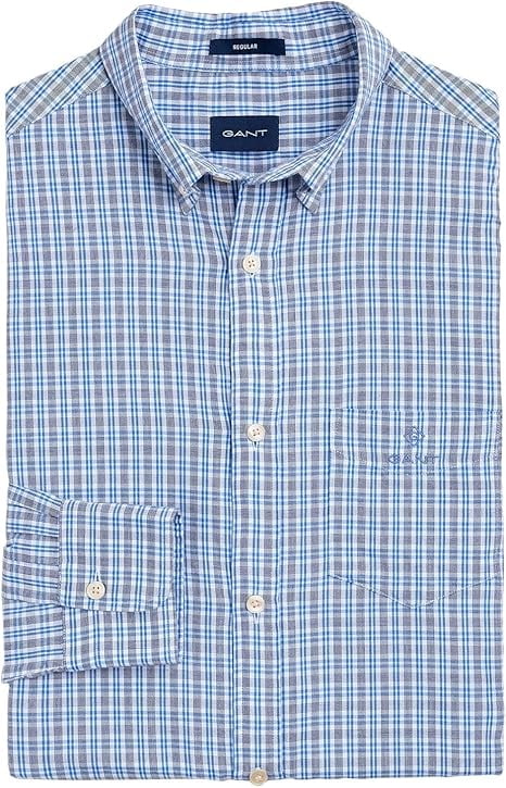 GANT Blue Lagoon Windblown Oxford Check Button Down Shirt 3016430 Size ...