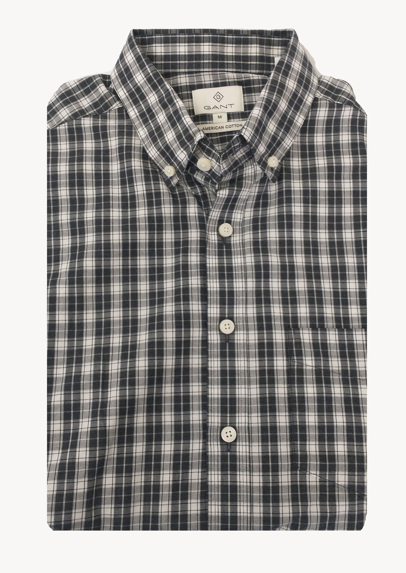 GANT DIAMOND G Men's Black Luxe Tartan Twill Fitted BD 303112 Size ...