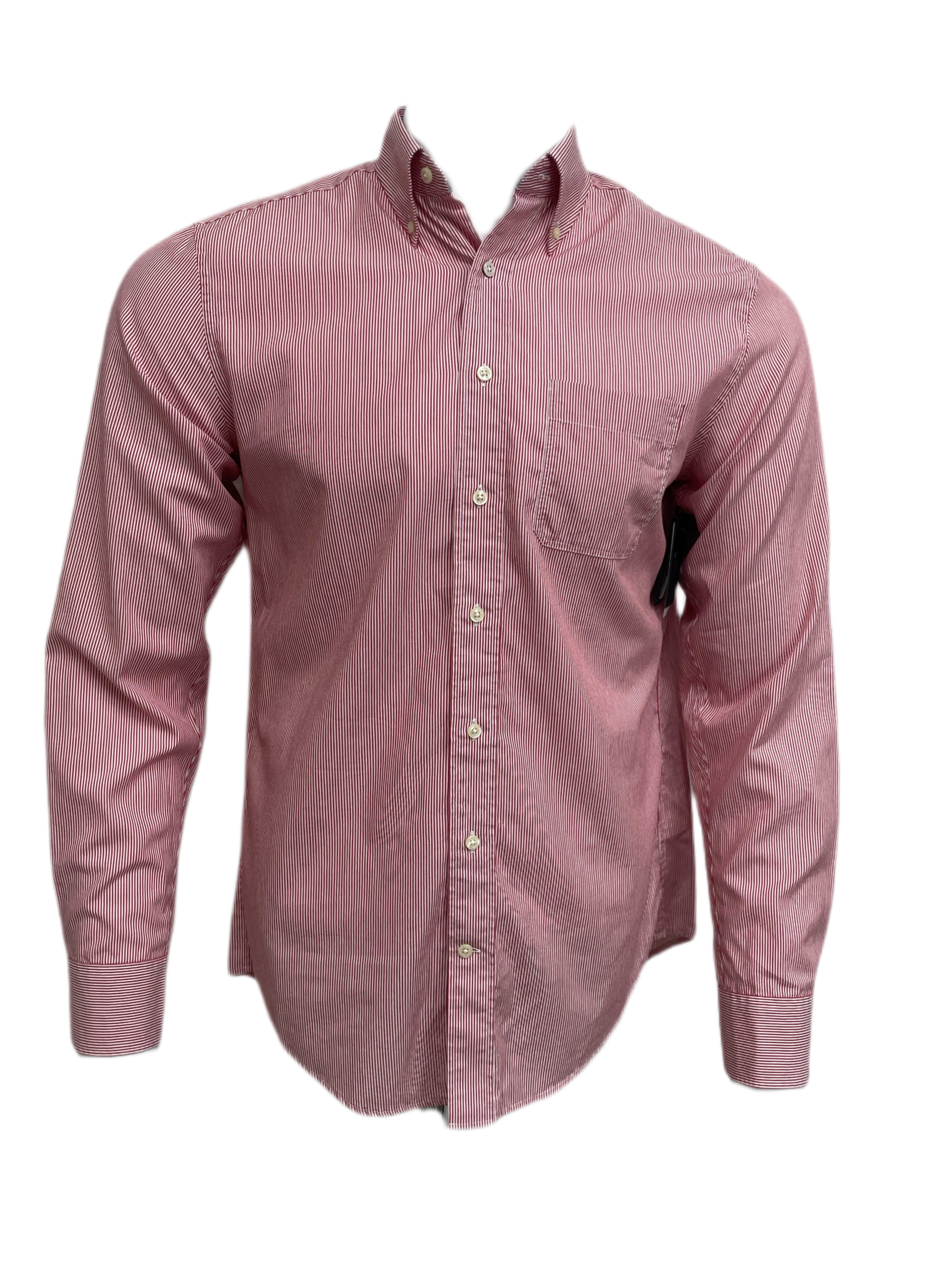 GANT Men's Poplin Stripe Banker Shirt, Classic Red, Medium - Walmart.com