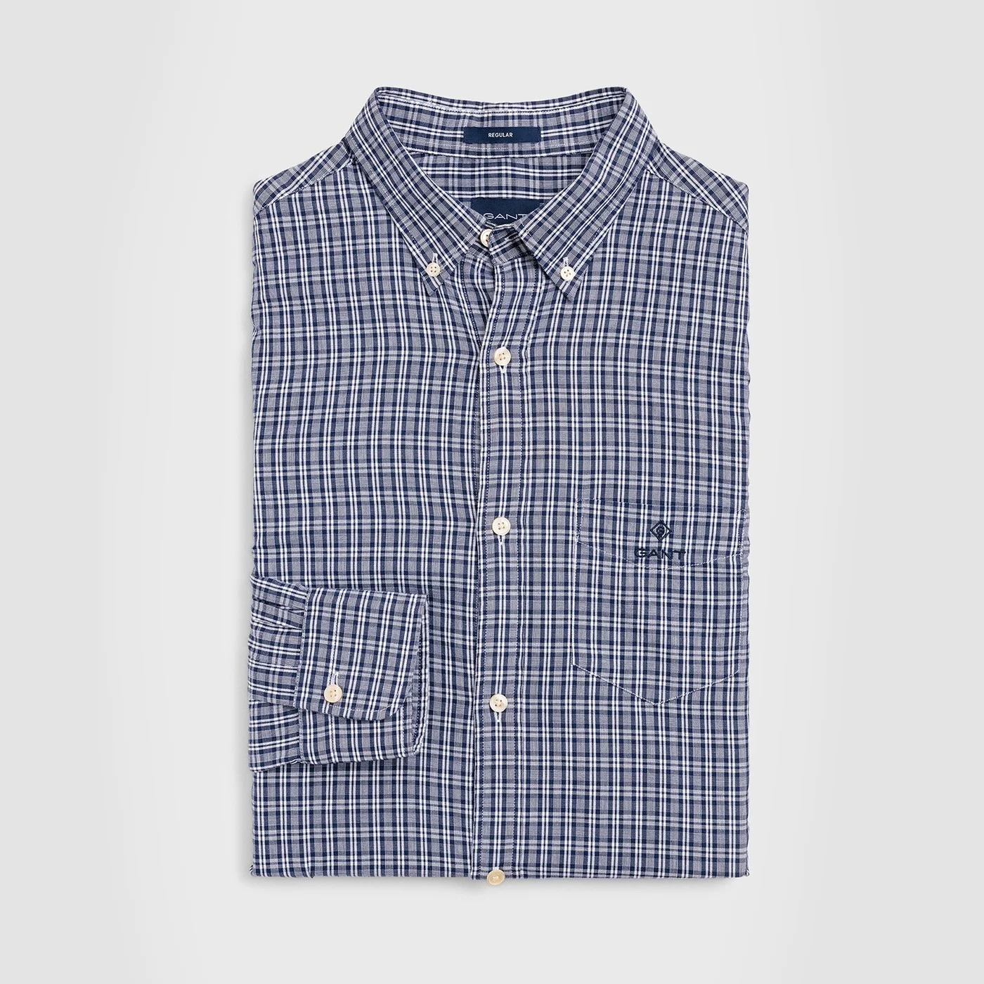 GANT Persian Blue Windblown Oxford Check Button Down Shirt 3016430 Size ...