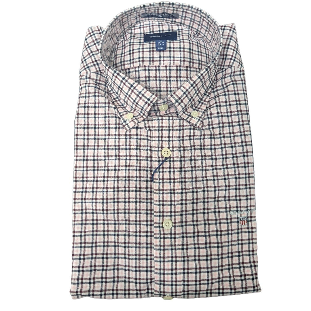 GANT Preppy Pink Broadcloth 3 Color Gingham Slim Fit Shirt 3056602 Size ...
