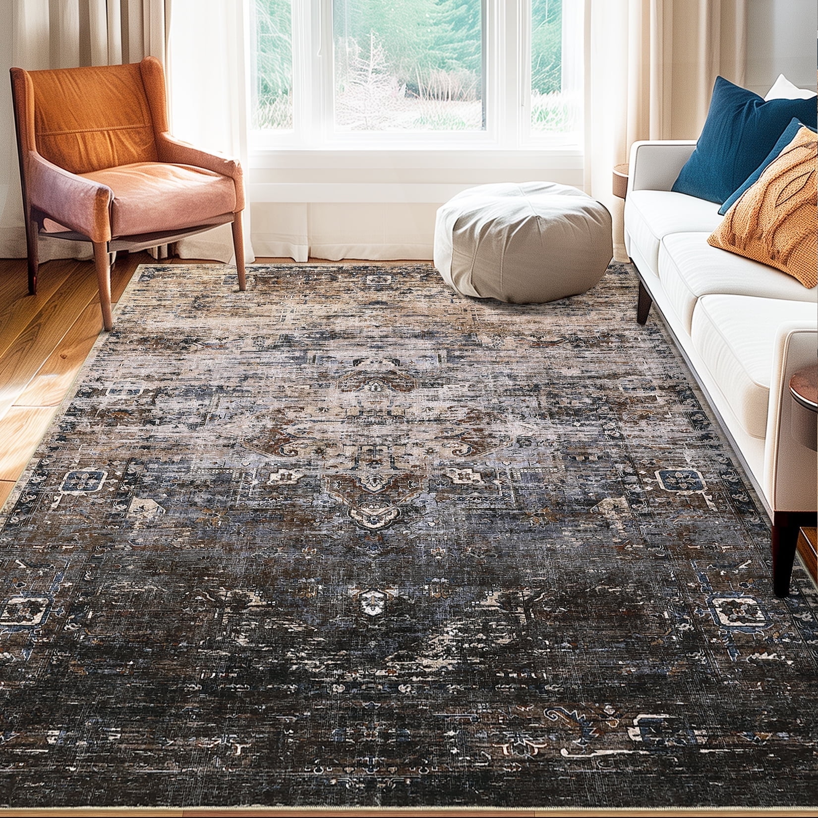 GAOMON 10x13 Washable Vintage Distressed Ombre Area Rug - Soft Non-Slip ...