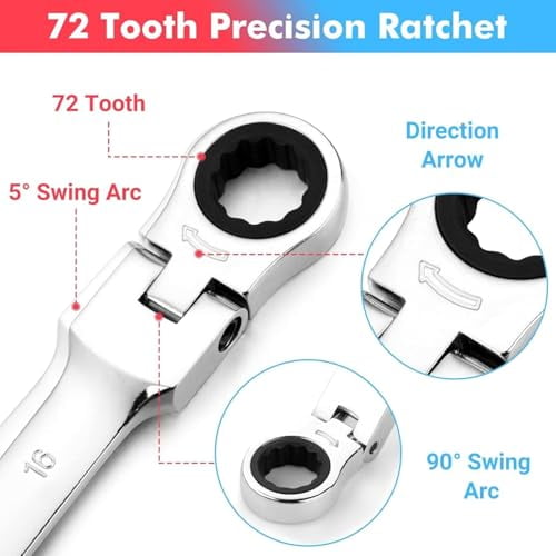 GAOMON 20 Piece Ratcheting Wrench Set, Socket Wrench Auto Repair Tool, Flex Head Wrench Set, SAE ...