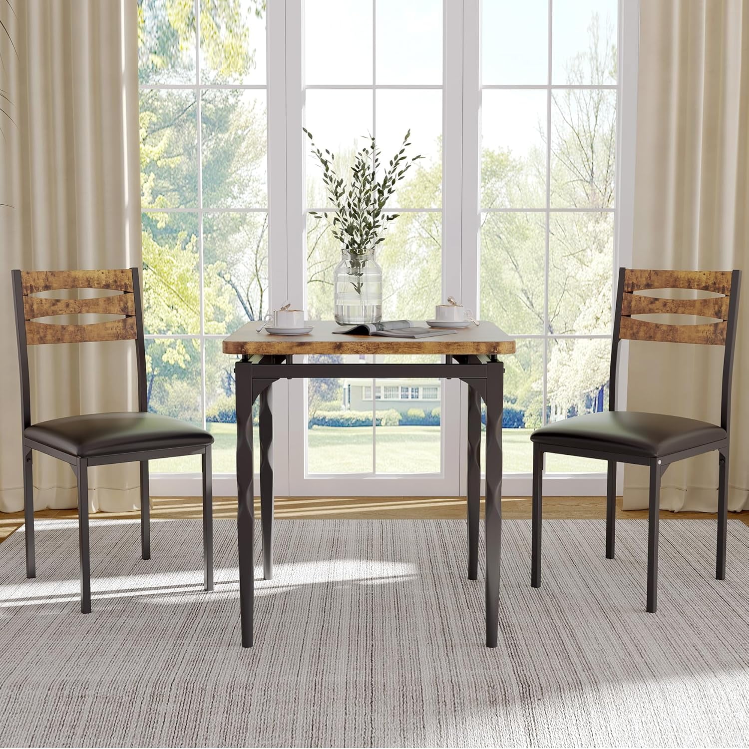 GAOMON 3 Piece Dining Room Table Set, Wood Kitchen Table Chairs Set ...