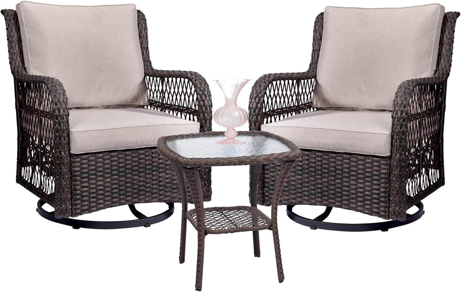 GAOMON 3 Pieces Patio Furniture Set, Outdoor Swivel Gliders Rocker ...