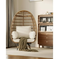 SWITTE Swing Egg Chair with Stand 2 Person Beige Wicker Egg Chairs ...