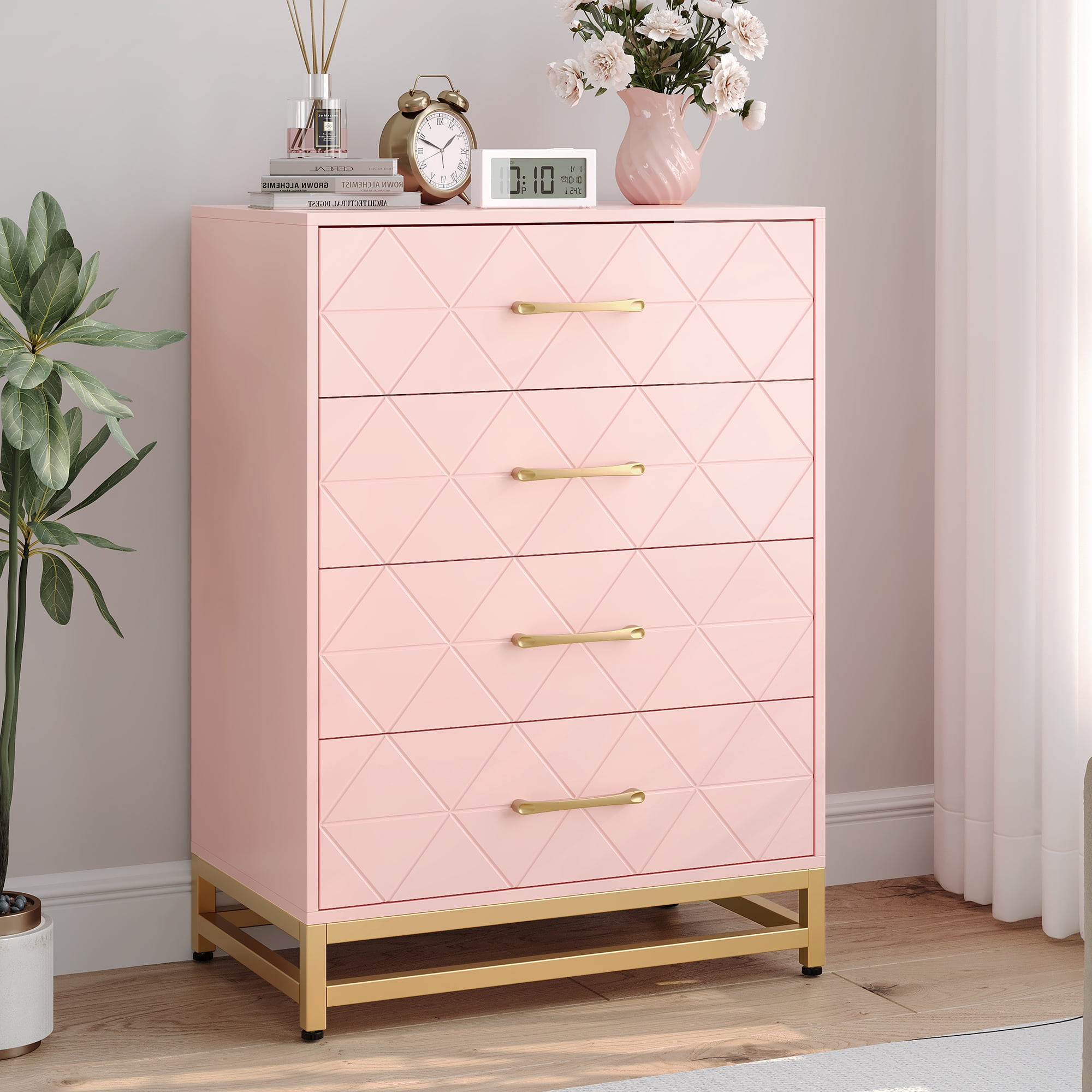 GAOMON 4 Drawer Dresser for Bedroom, Tall Dresser with Large Drawer ...