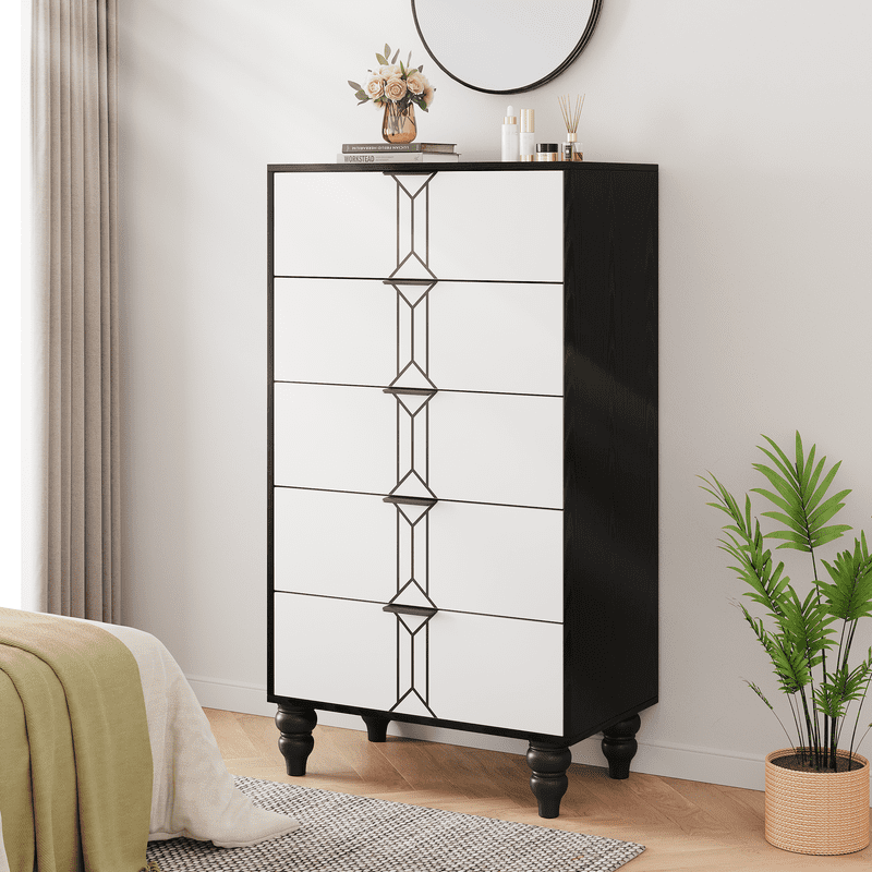 GAOMON 5 Drawer Dresser, Modern Drawers for Bedroom , Wood Storage ...