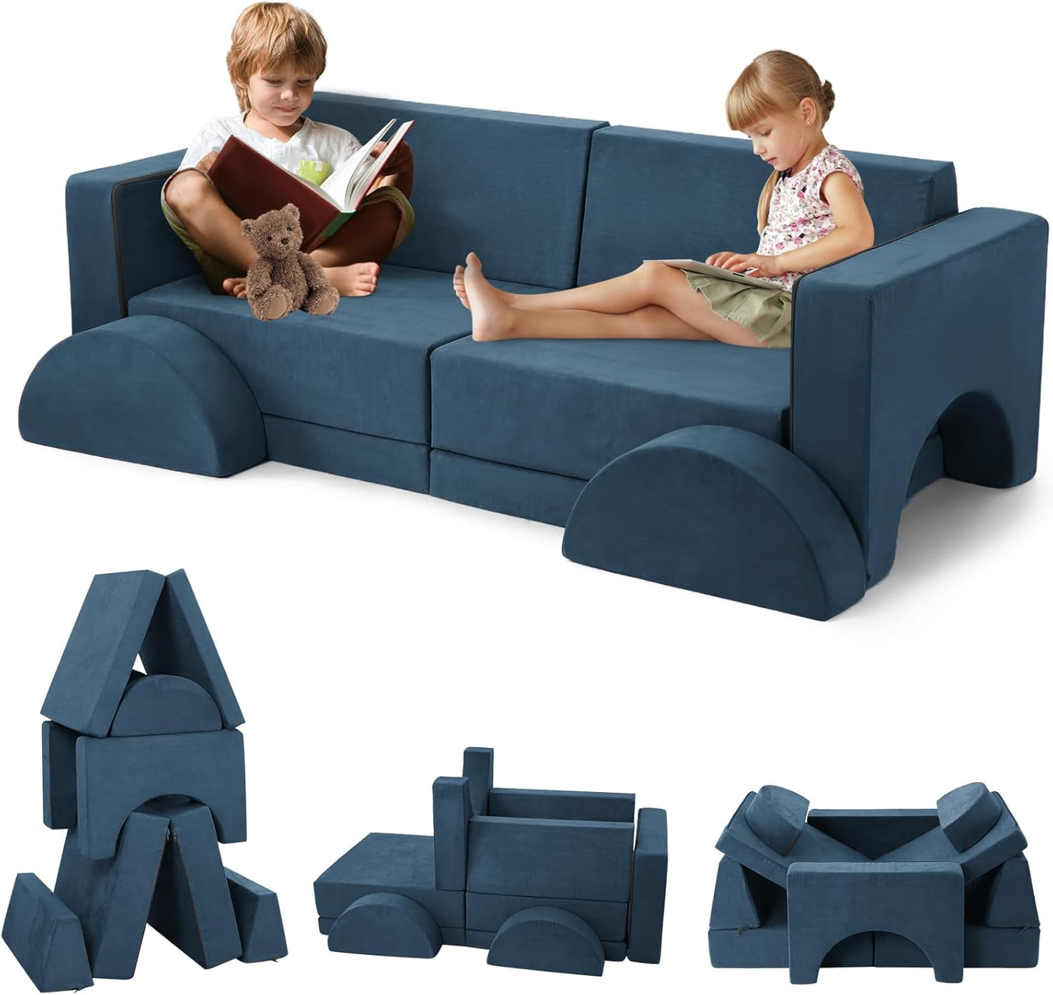 GAOMON 8 Pcs Kids Modular Couch, Multi-Functional Sectional Sofa for ...