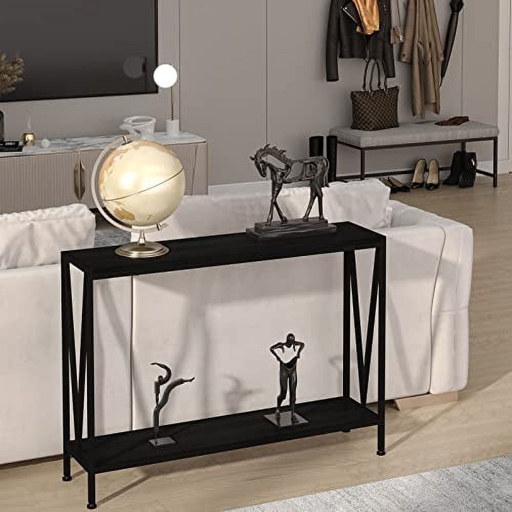 GAOMON Black 2-Tier Narrow Sofa Console Table for Entryway, Living Room ...