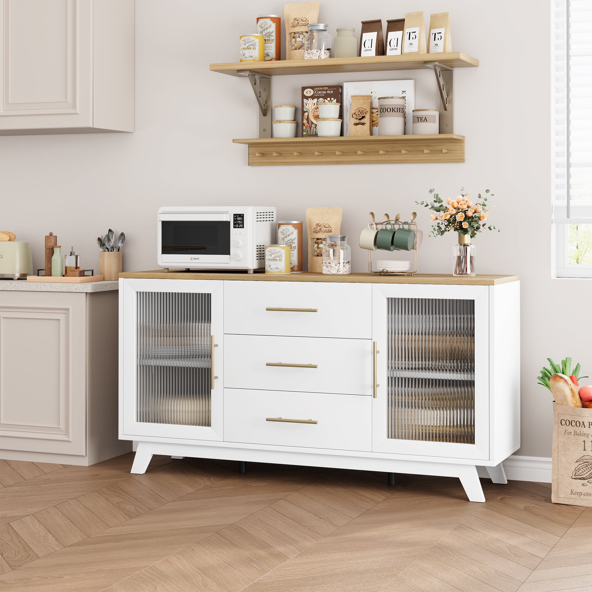 GAOMON Buffet Cabinet with Drawer, 56" Large Sideboard Buffet Storage ...