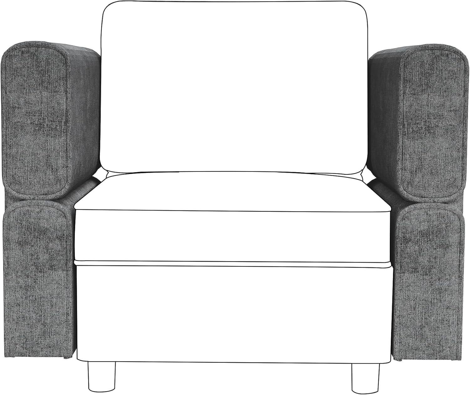 GAOMON Chenille Armrest Module for Modular Sectional Sofa, 90°-180 ...