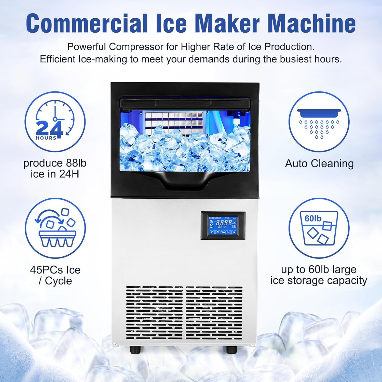 GAOMON Commercial Ice Maker Machine,Freestanding/Under Counter ...