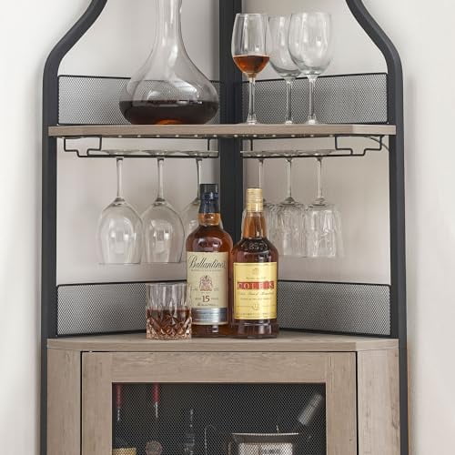 GAOMON Corner Wine Bar Cabinet with Large Storage Space and Removable ...