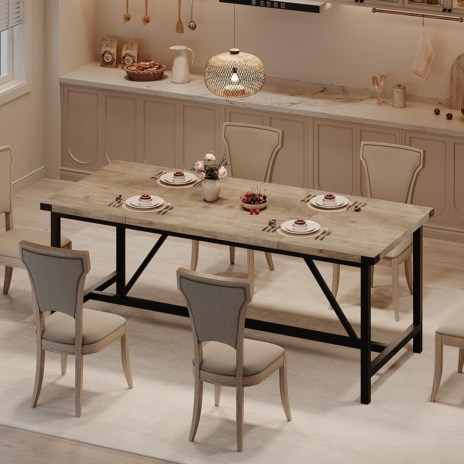 GAOMON Dining Table for 6-8, Heavy Duty Large Kitchen Table, Farmhouse ...