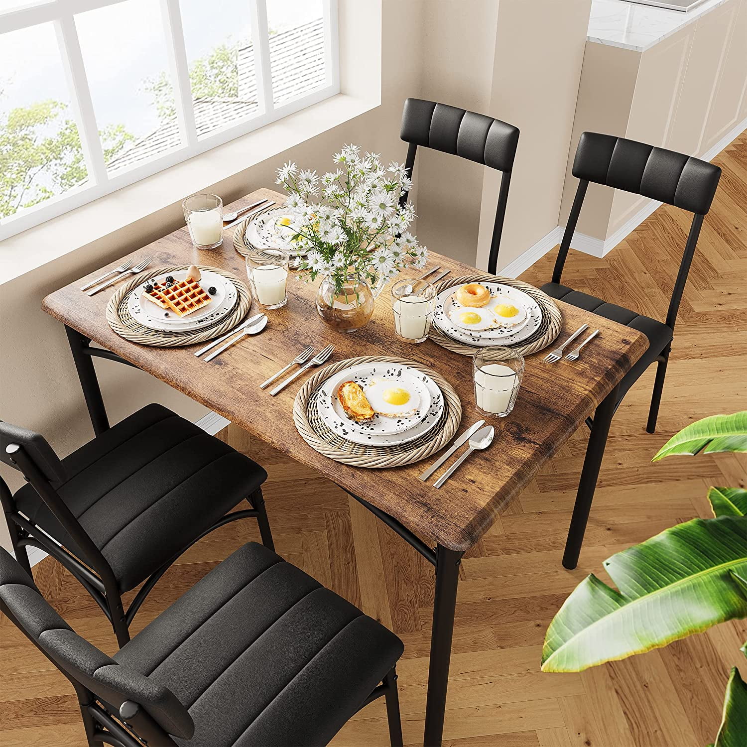 GAOMON Dining Table Set for 4, Kitchen Table and Chairs for 4 with ...