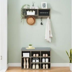 Amolife 4 in 1 Hall Tree Coat Rack Bench Storage, Black, Hooks, Shoe ...