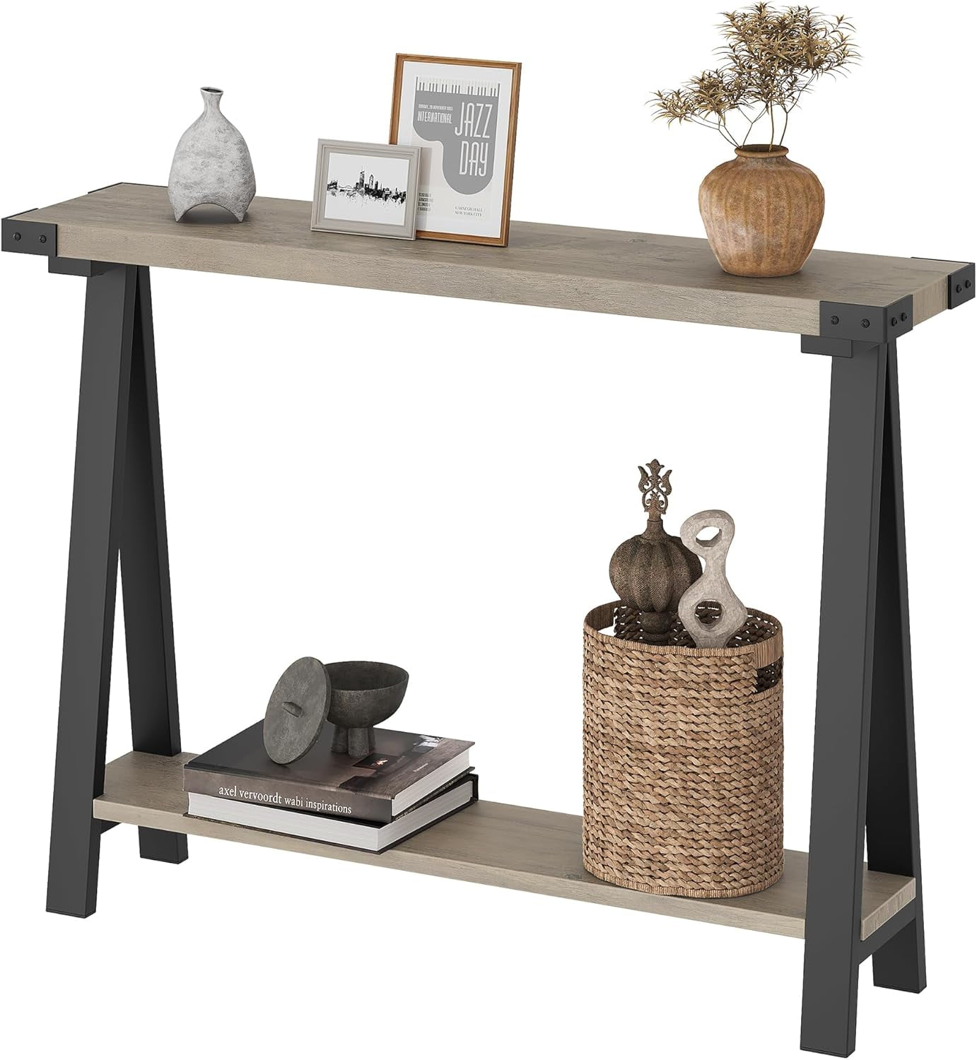 GAOMON Farmhouse Console Table, 43.3" Entryway Table with Storage, 2 ...