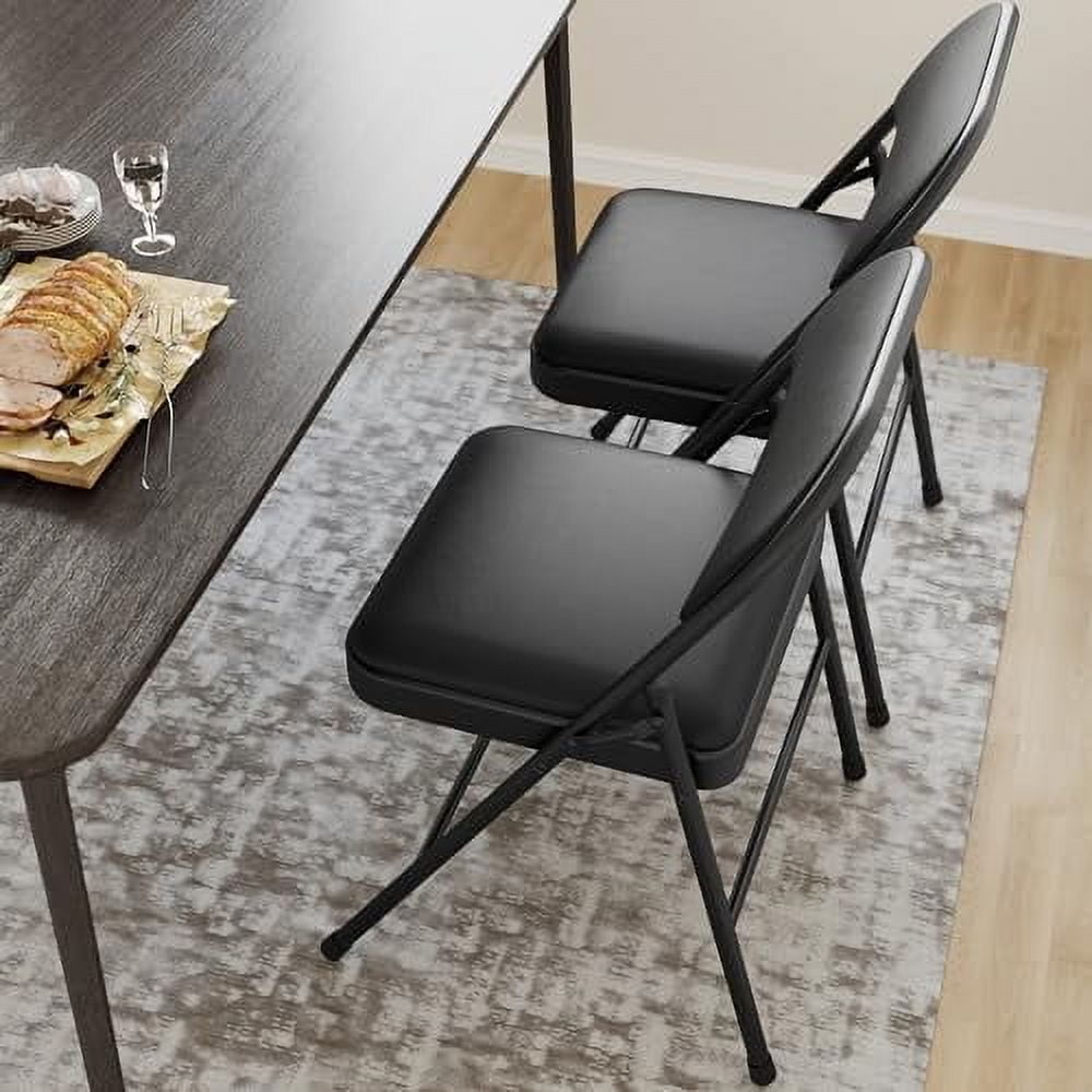 GAOMON Folding Chairs Set of 4, PU Upholstered Foldable Chairs with ...