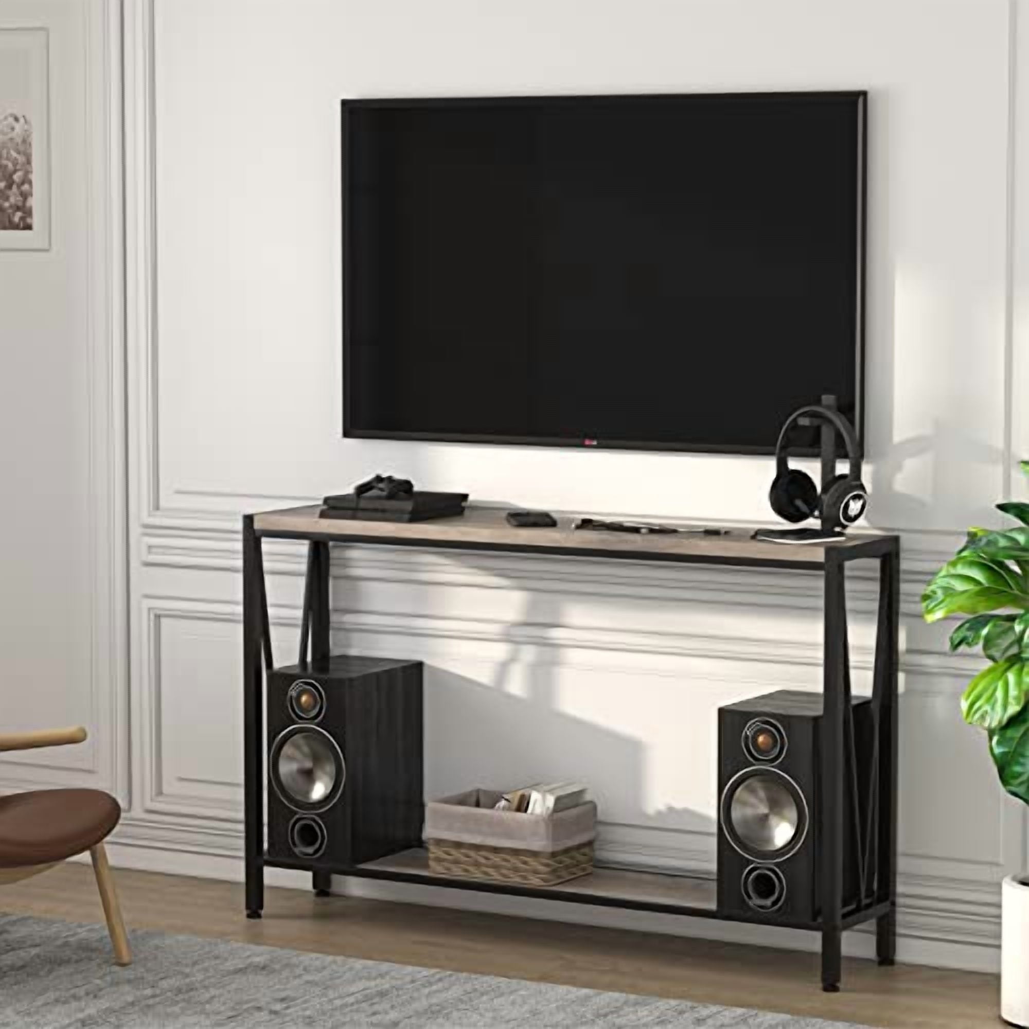 GAOMON Grey Console Table, 42.9" Entryway Table with Storage, 2-Tier ...
