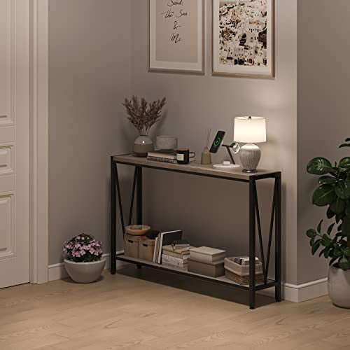 GAOMON Grey Console Table, 42.9" Entryway Table with Storage, 2-Tier ...