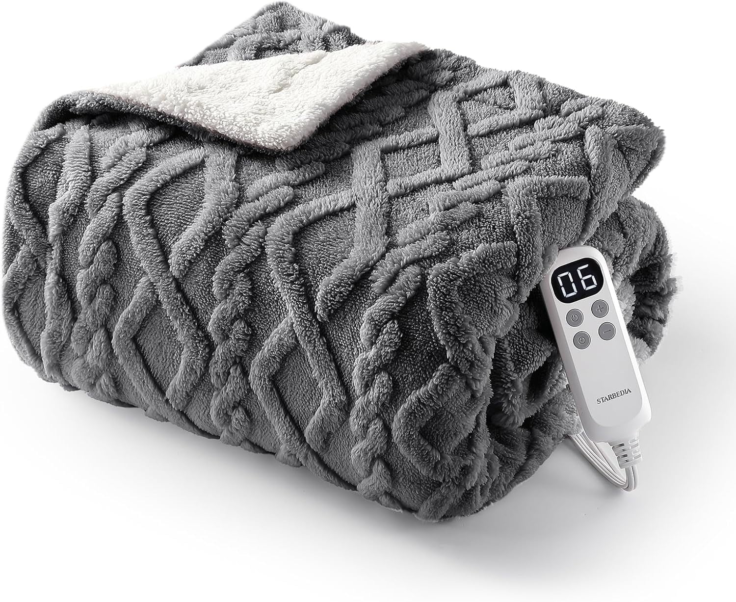 GAOMON Heated Throw Blanket - Tufted Sherpa Electric Blanket with 6 ...