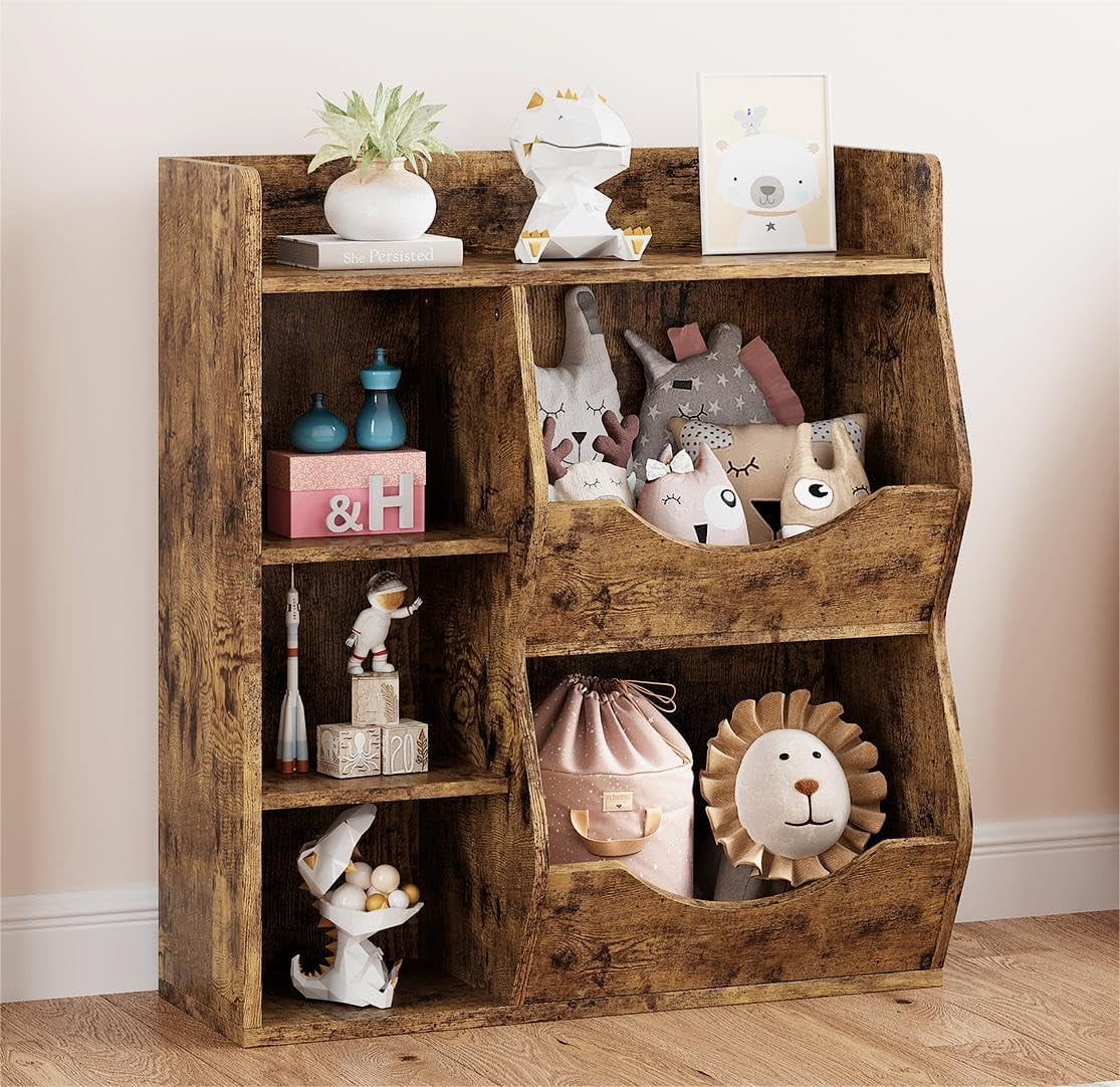 GAOMON Kids Toy Storage Cabinet with 5 Cubbies and Tilt Bins, Multi ...