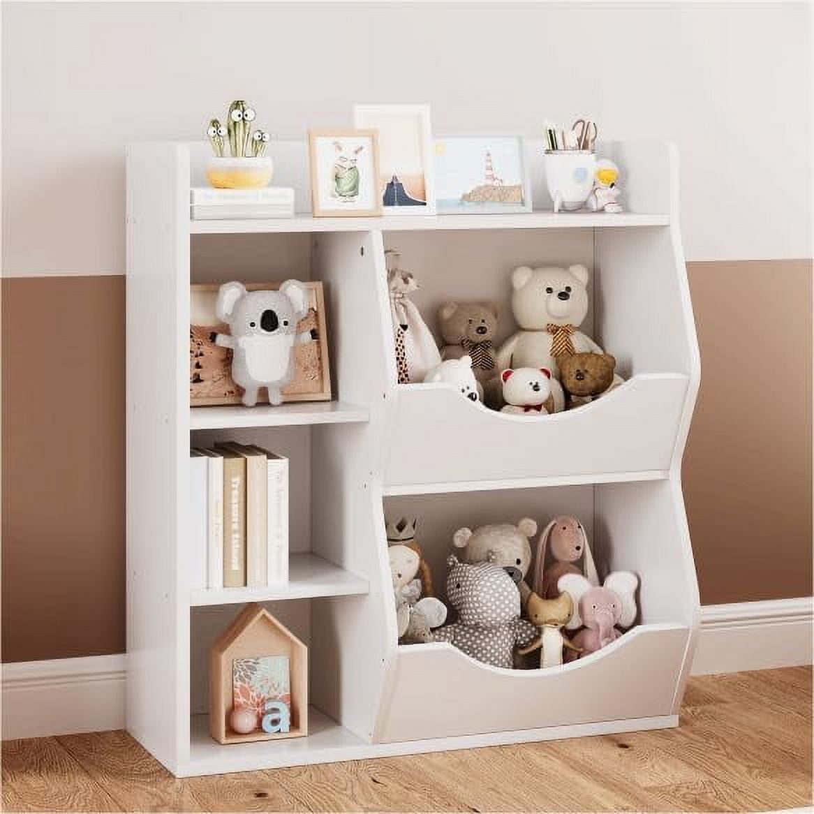 GAOMON Kids Toy Storage Cabinet with 5 Cubbies and Tilt Bins, Multi ...