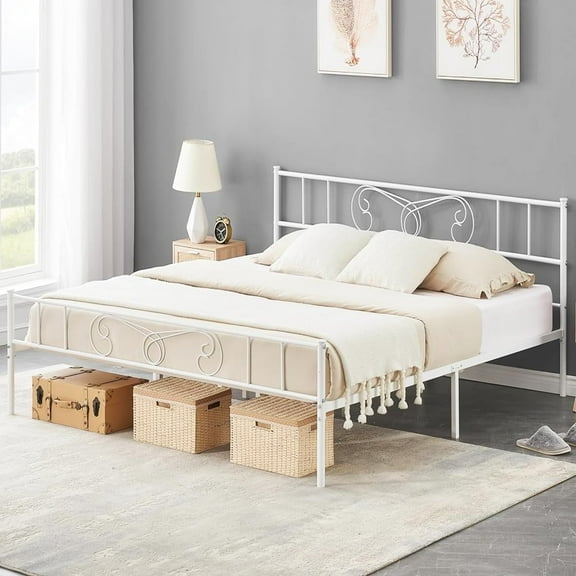 4 EVER WINNER 51.2" Tall Industrial Queen Size Metal Platform Bed Frame ...