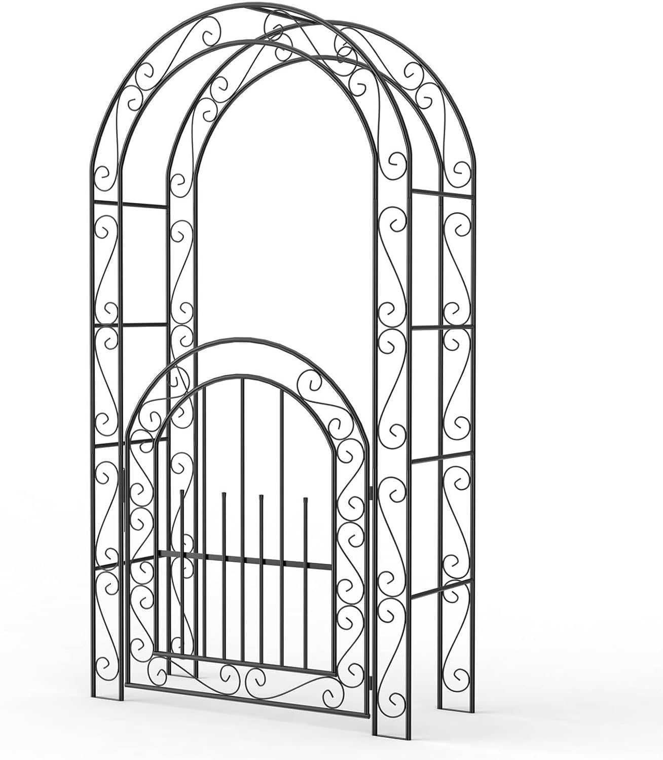 GAOMON Metal Garden Arbor with Gate – Outdoor Arch Trellis for Climbing ...