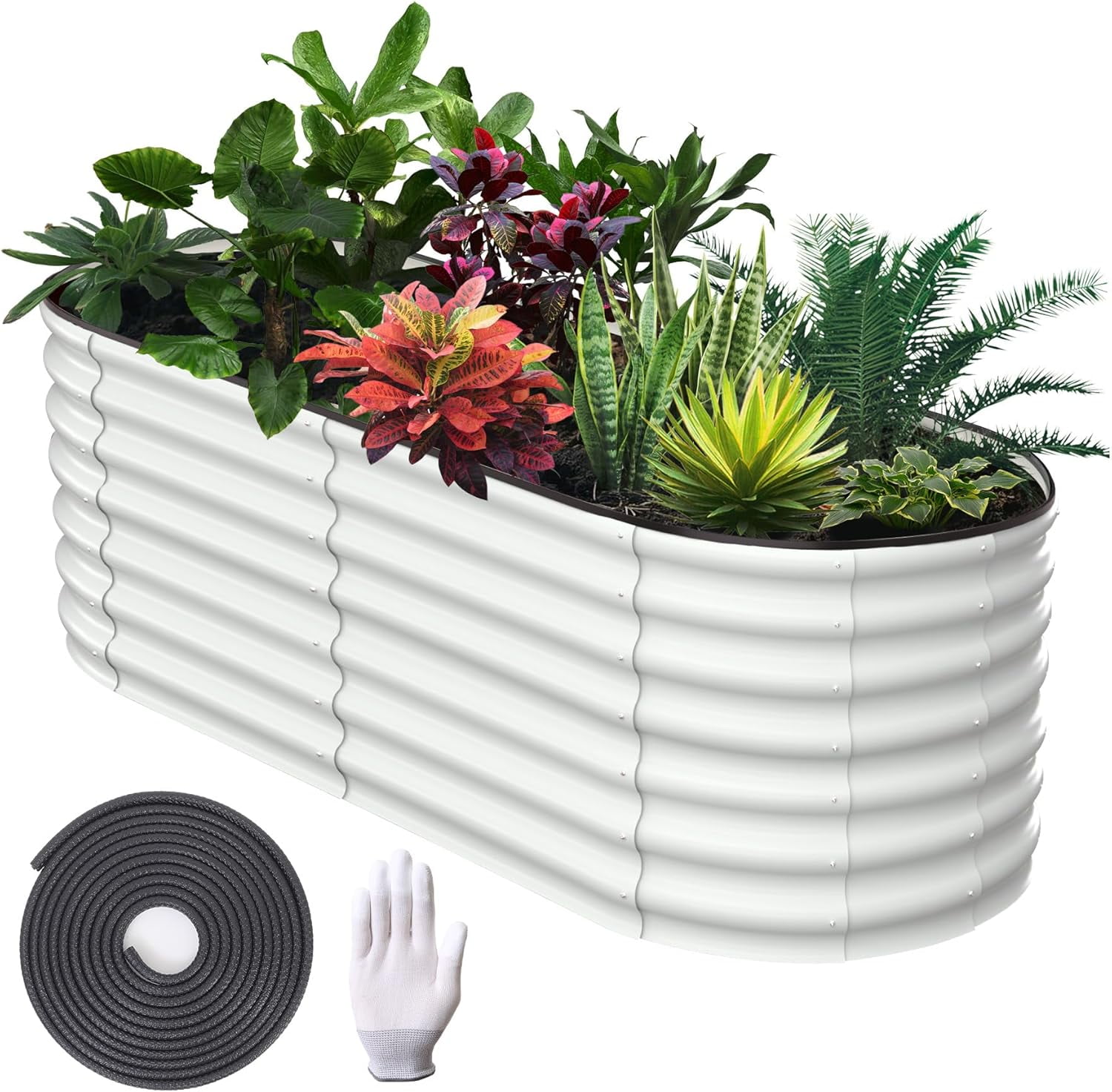 GAOMON Oval 6x3x2ft Galvanized Raised Garden Bed Kit, 3 in 1 Large ...