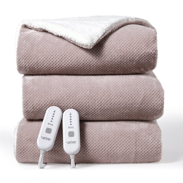 GAOMON Queen Size Heated Electric Blanket - Dual Control Sherpa Throw ...
