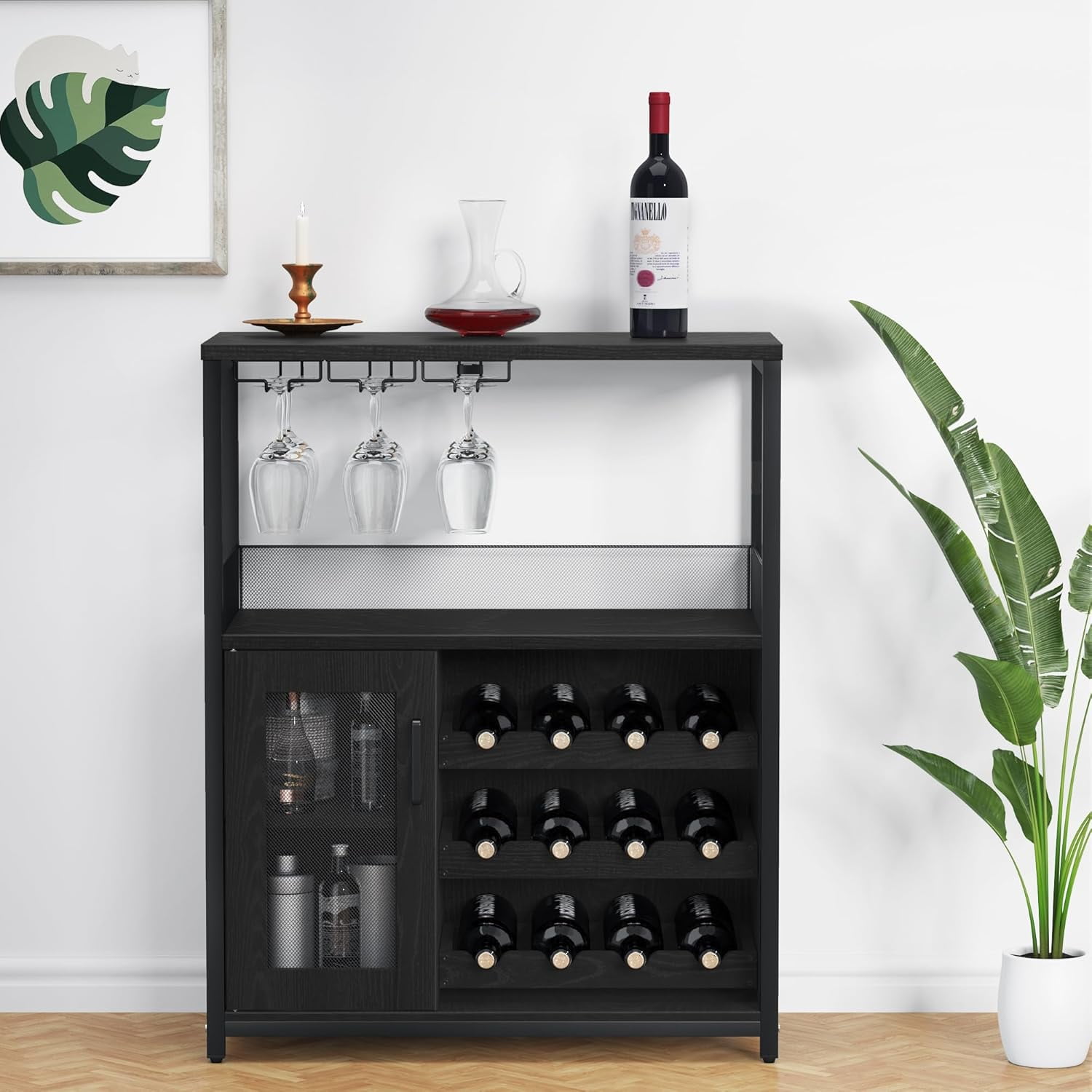 GAOMON Wine Bar Cabinet with Detachable Wine Rack, Bar Rack Cabinet ...