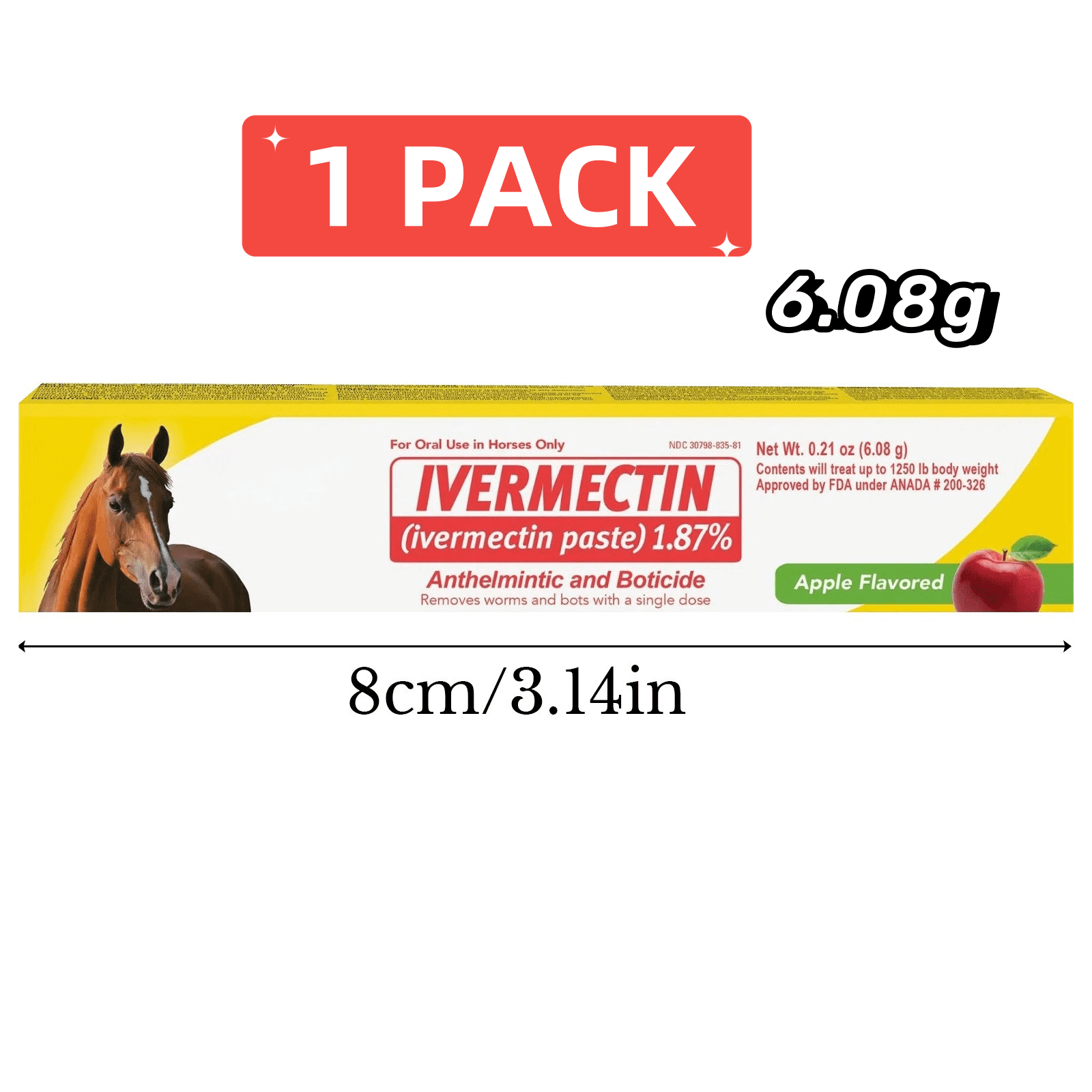 GAOOW Horse Dewormer Treatment 1.87% Equine Dewormer (B12-1PCS ...