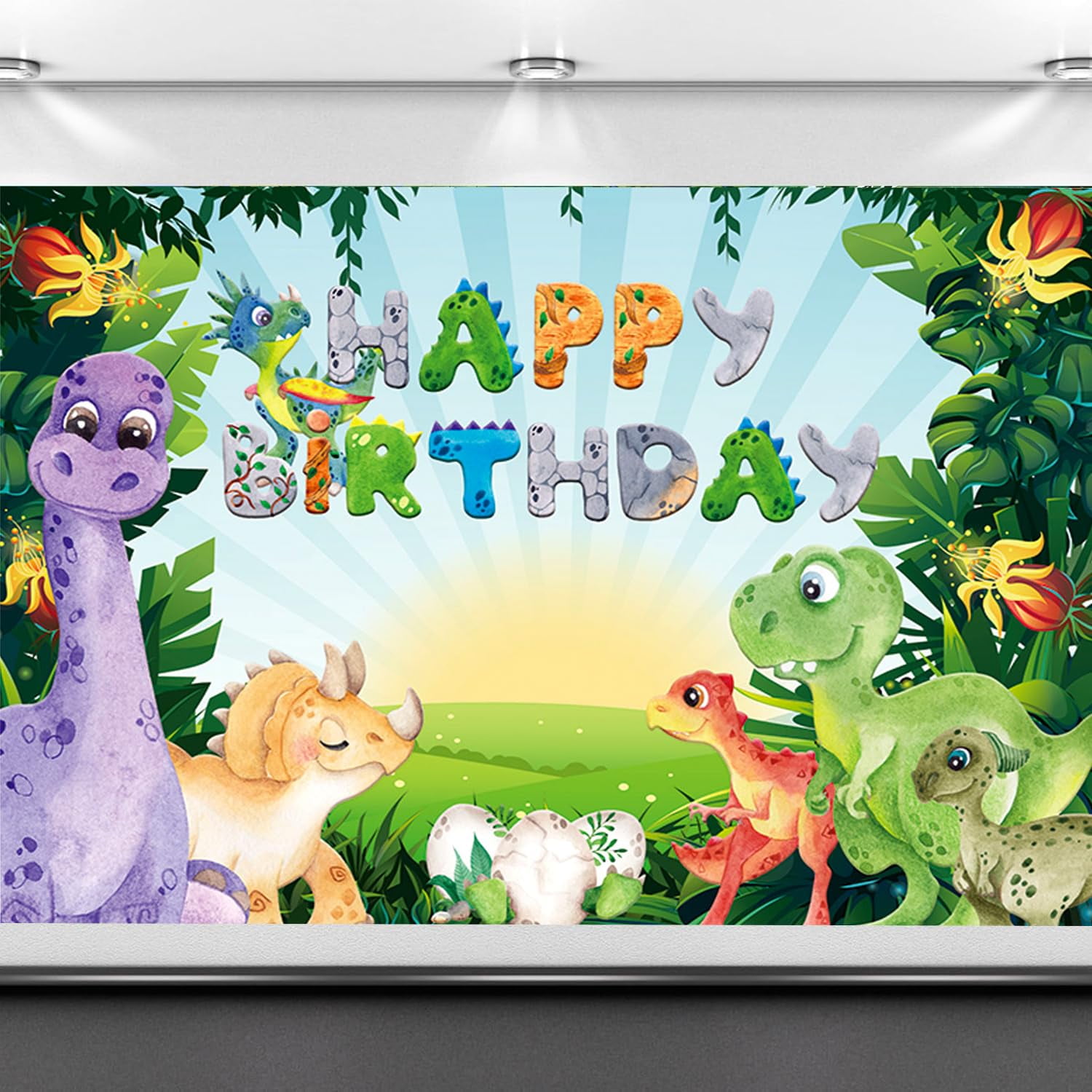 GAOTU Dinosaur Birthday Decorations MMF7 Watercolor Jungle Party ...